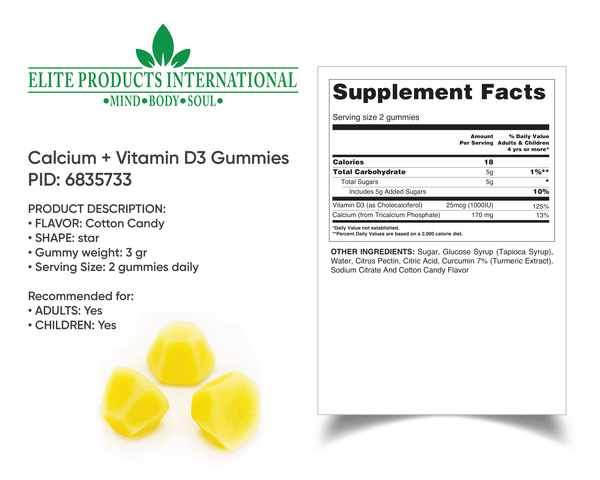 calcium & vitamin D gummies - Elite Products International